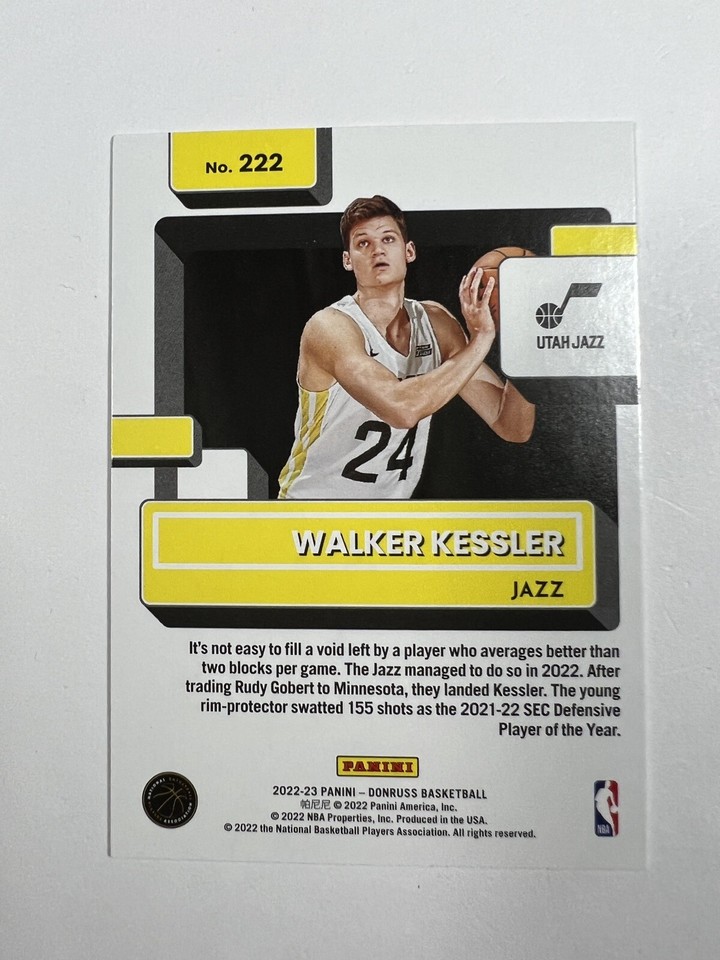 2022-23 Panini Donruss Rated Rookie RC Choice Mojo Walker Kessler #222 ...