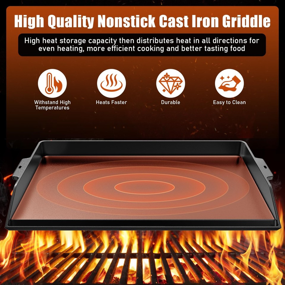 Cast Iron Griddle for Stove Top Griddle for Gas Grill Universal Flat ...