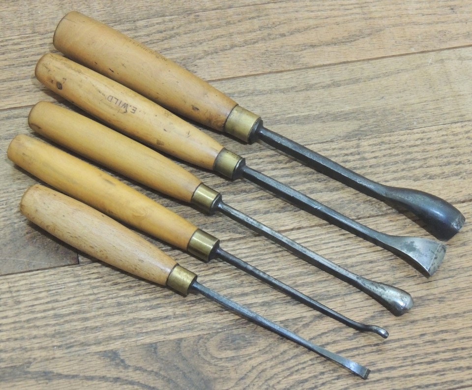 J. B. ADDIS SHEFFIELD WOOD CARVING BENT GOUGE LOT-ANTIQUE HAND TOOL ...