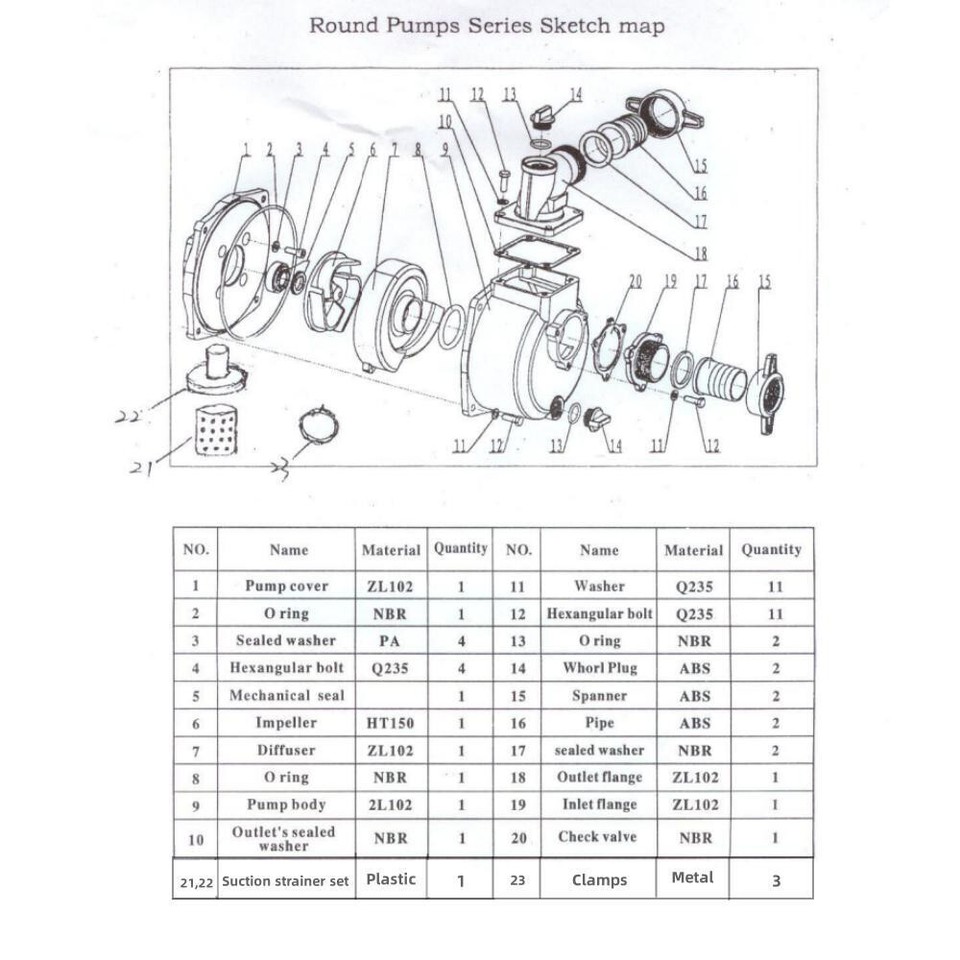 Key Shaft Pump W/ NPT Thread For Champion 66520 2-Inch Semi-Trash Water ...