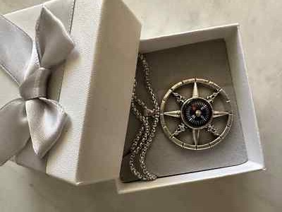 REAL working Compass Pendant Chain Necklace, in GIFT BOX Casual ...