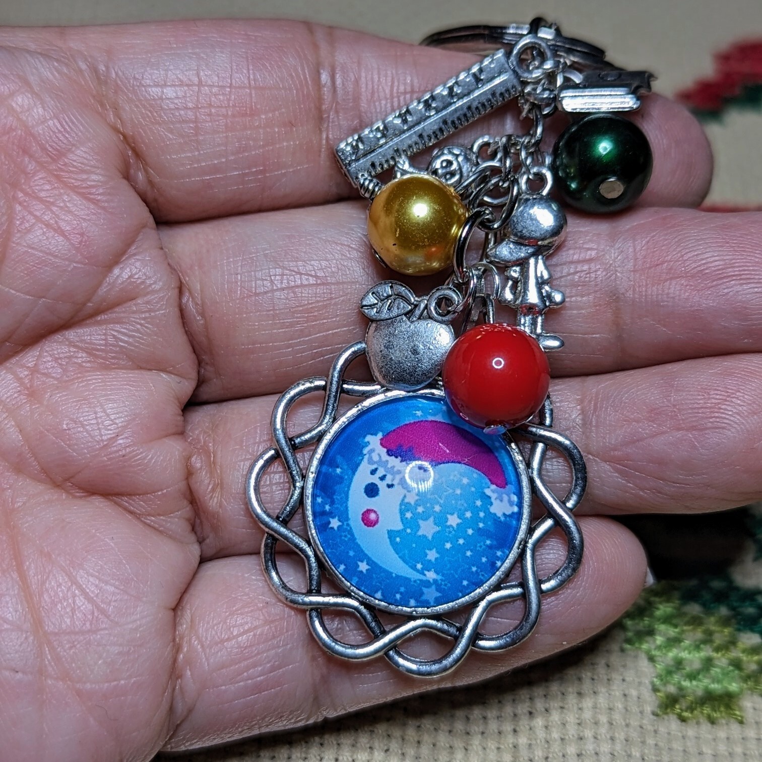 Teachers gift keyring Beaded Christmas Keychain Stainless steel | eBay