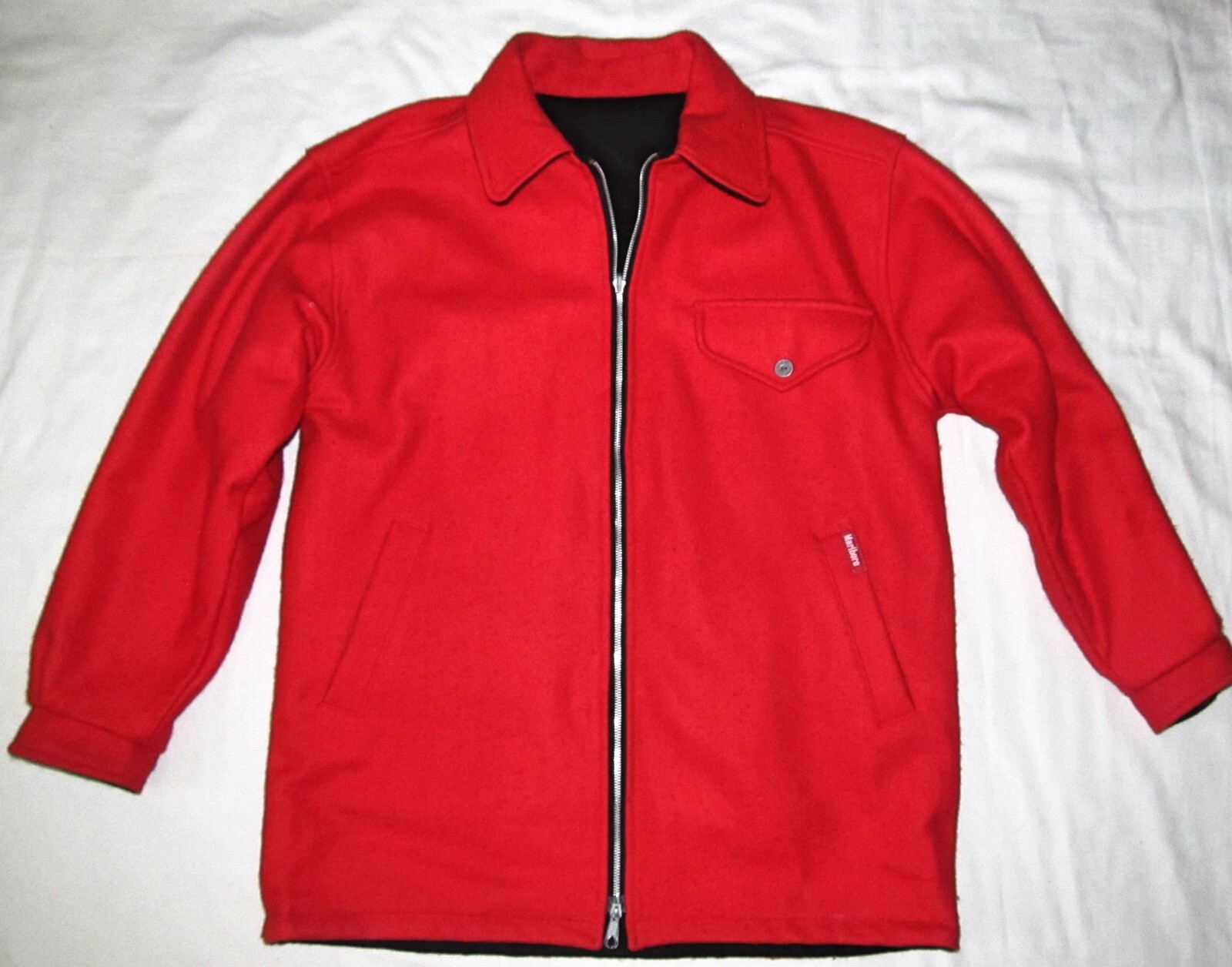 Marlboro Vintage Red Black Reversible Wool Unlimited Gear Jacket Size ...