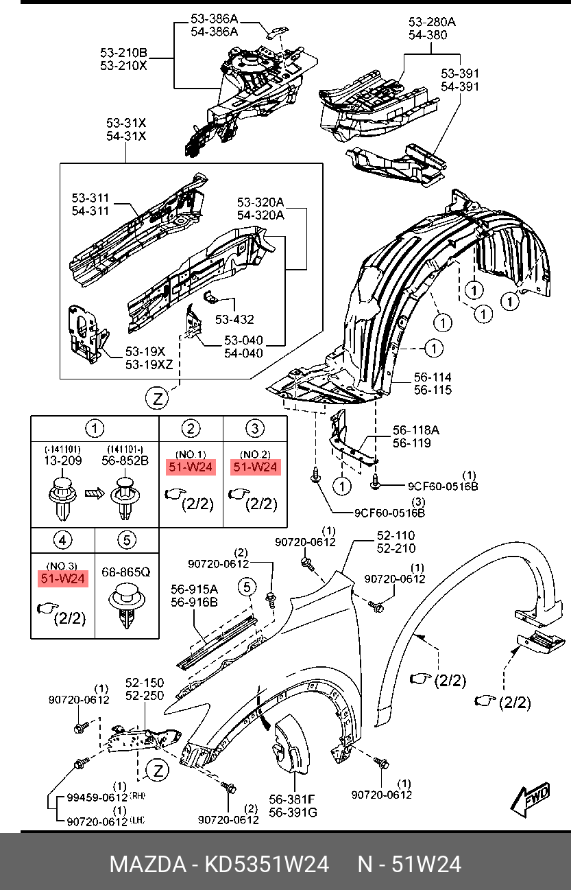 Genuine OE Clip Plastic KD5351W24 For Mazda KD535-1W24 | eBay.de