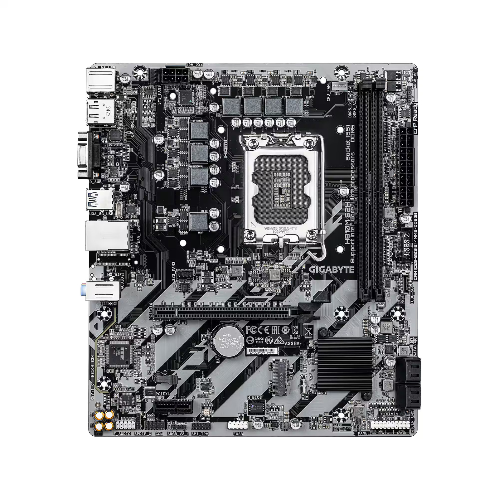 GIGABYTE - H810M S2H (Socket LGA 1851) Intel H810 mATX DDR5 Motherboard ...