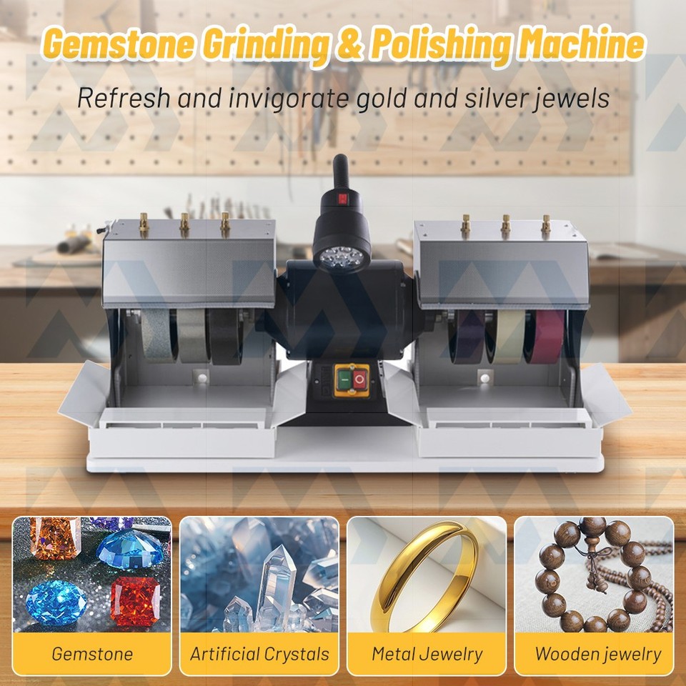 6in Cabbing Machine Lapidary Rock Grinder Polisher Faceting Machine Gem ...