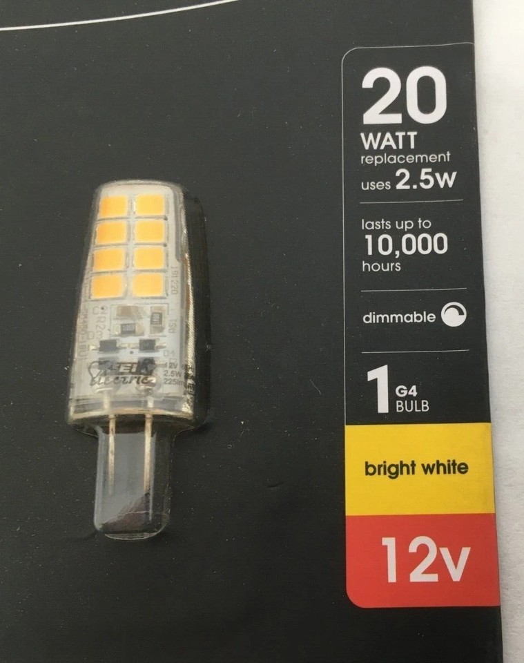 Feit Electric 12V 20W LED G4 Bulb Dimmable Bright White 3000K 225 Lumen ...