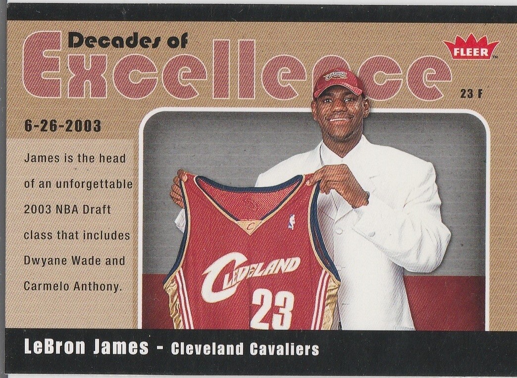 LEBRON JAMES Fleer 2003 NBA DRAFT INSERT Basketball Card DECADES OF ...