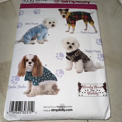 Simplicity 3939 Woofy Wear by Wendy Dog Clothes in 3 Sizes Craft Sewing ...