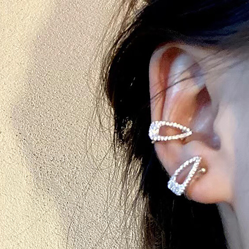Fashion Zircon Hairpin Ear Cuff No Piercing Earring Metal Geometric Ear ...
