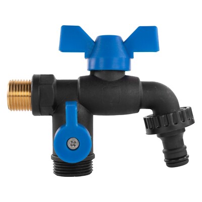 Double Outlet PVC Garden Bib Tap Quick Connect Outlet with 1/2" BSP ...