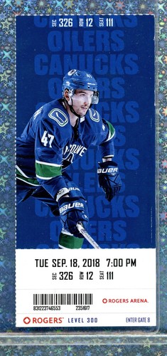 🏒ELIAS PETTERSON 1st PRO GAME Pre Season Ticket 9/18/2018 Oilers ...