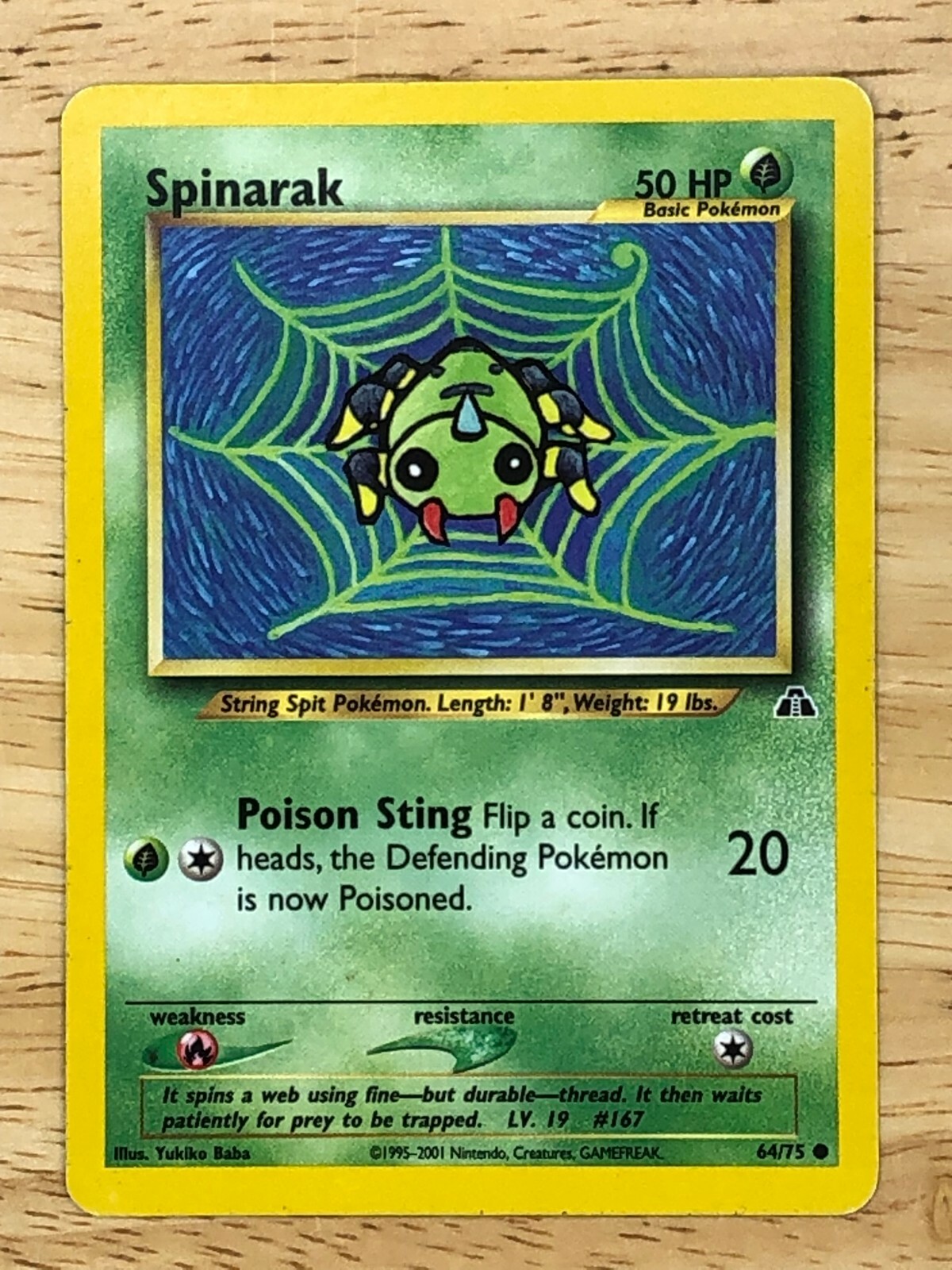 Spinarak #64/75 Basic Pokémon Card / Neo Discovery / 2001 Nintendo | eBay