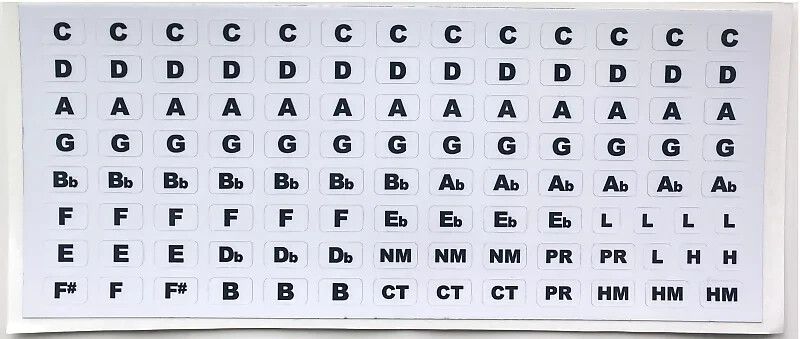 Andrew Zajac 106 Large Flat Harmonica Key Labels (Black on White) | eBay