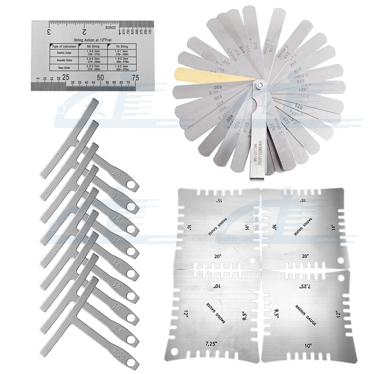 Guitar Understring Radius Gauge Notched Gauge String Action Ruler ...