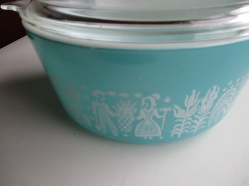 Vintage Turquoise Pyrex 475-B Amish Butterprint 2.5 Qt Casserole w/ Lid ...