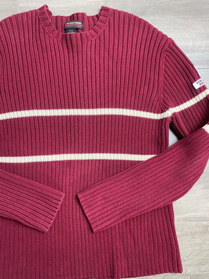 Vintage Polo Jeans Company Ralph Lauren Sweater Mens Small Striped ...