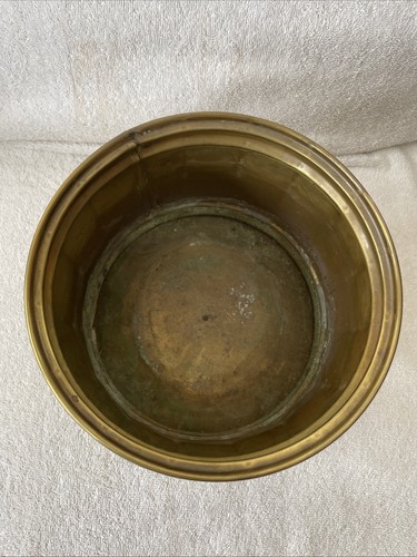 Vintage 1990s Simplistic Classic Solid Brass Ribbed Planter~Bucket 7-5/ ...