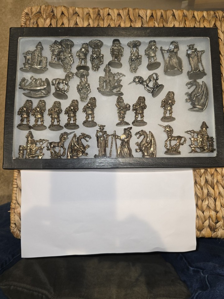 Fine Pewter Chess Pieces Pewter Sculptures Corp 1/2 Electroplated Gold ...