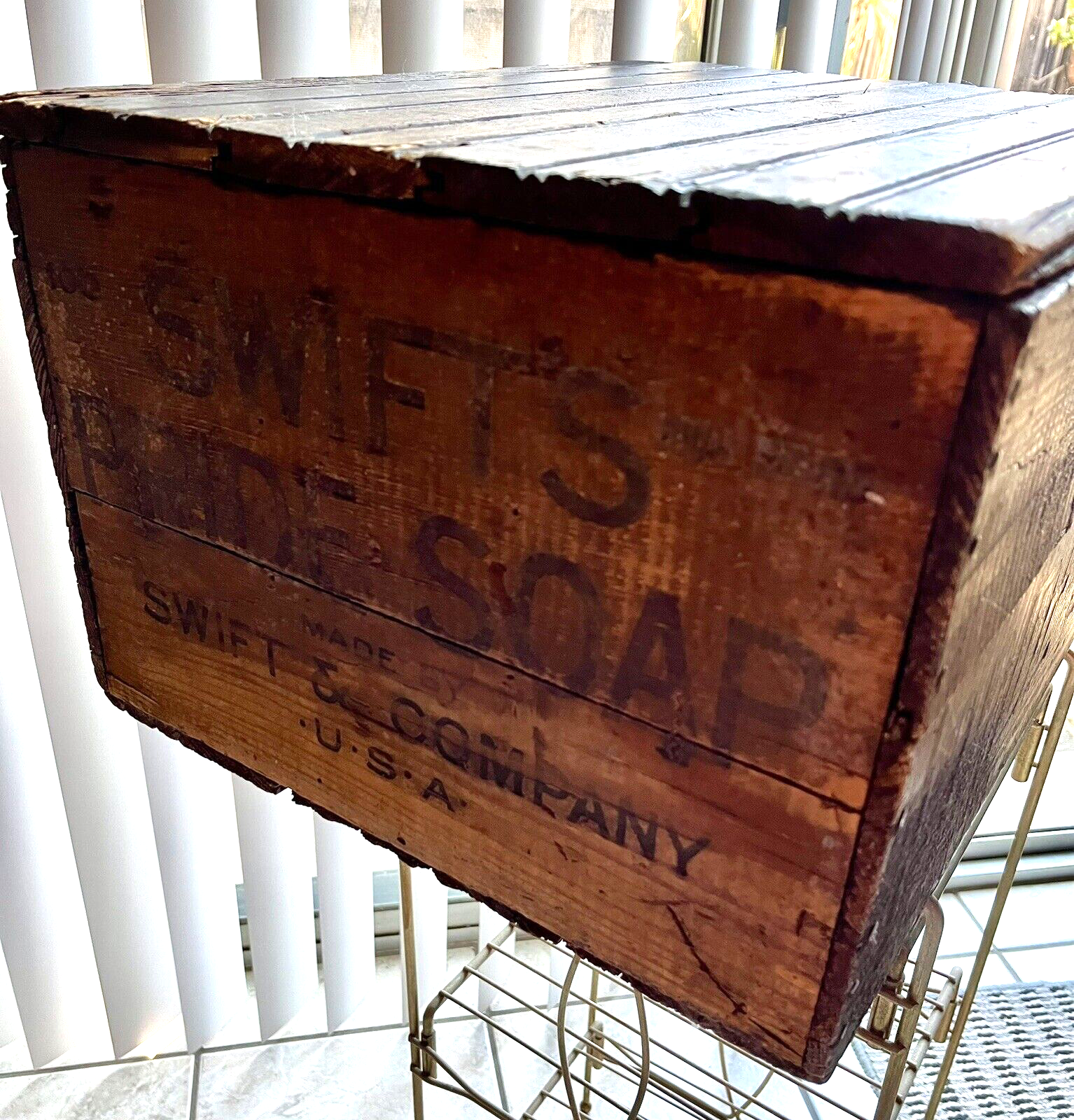 Antique Swift Soap Wood Crate Box Iron Hardware Industrial Chicago ...