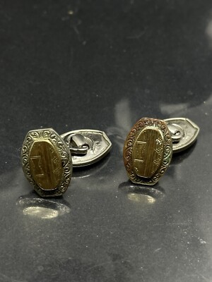 Vintage women cuff links 2 tone Signed HWK Co Talon Grip AS IS ...