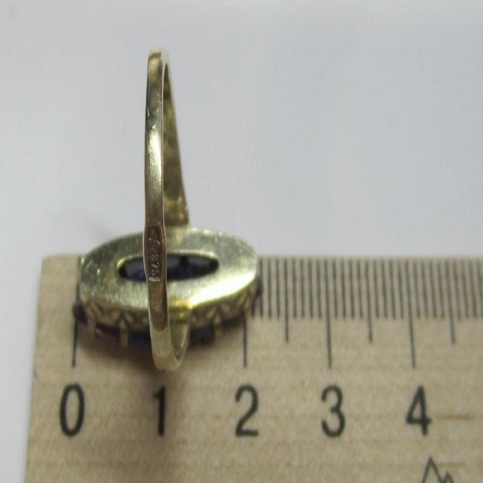 Vintage Soviet SAPPHIRE Marquise Ring Russian Sterling Silver 875 Size ...