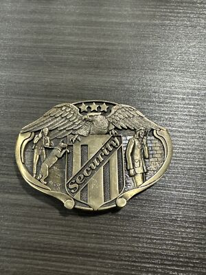 Security Belt Buckle Brass 1st Edition Vintage 70s Award Design Medals ...