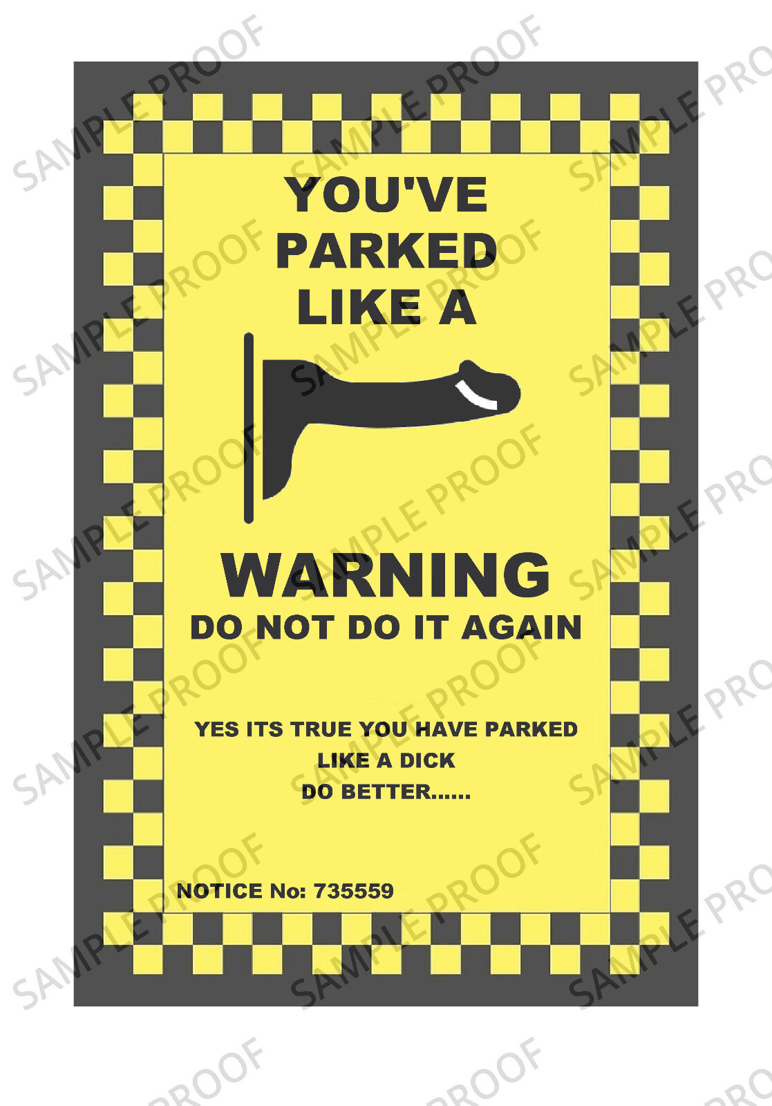 4 x Funny Joke Prank Parking Notice Die-cut Stickers - 12 x 8cm - Gloss ...