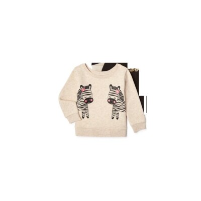 Garanimals Graphic Long Sleeve Fleece Top-Oatmeal Heather/Zebra-12M-NEW ...