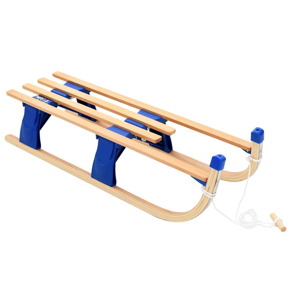 Snow Sledge Foldable Toboggan with Tow Rope Wooden Sledge Slider 43.3 ...