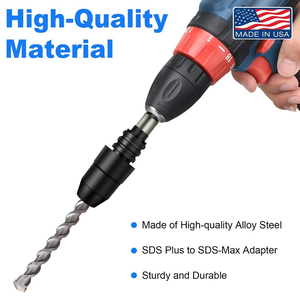 SDS-Plus to SDS-Max Adapter for Rotary Hammers, 8-1/4 Inches Long Black ...