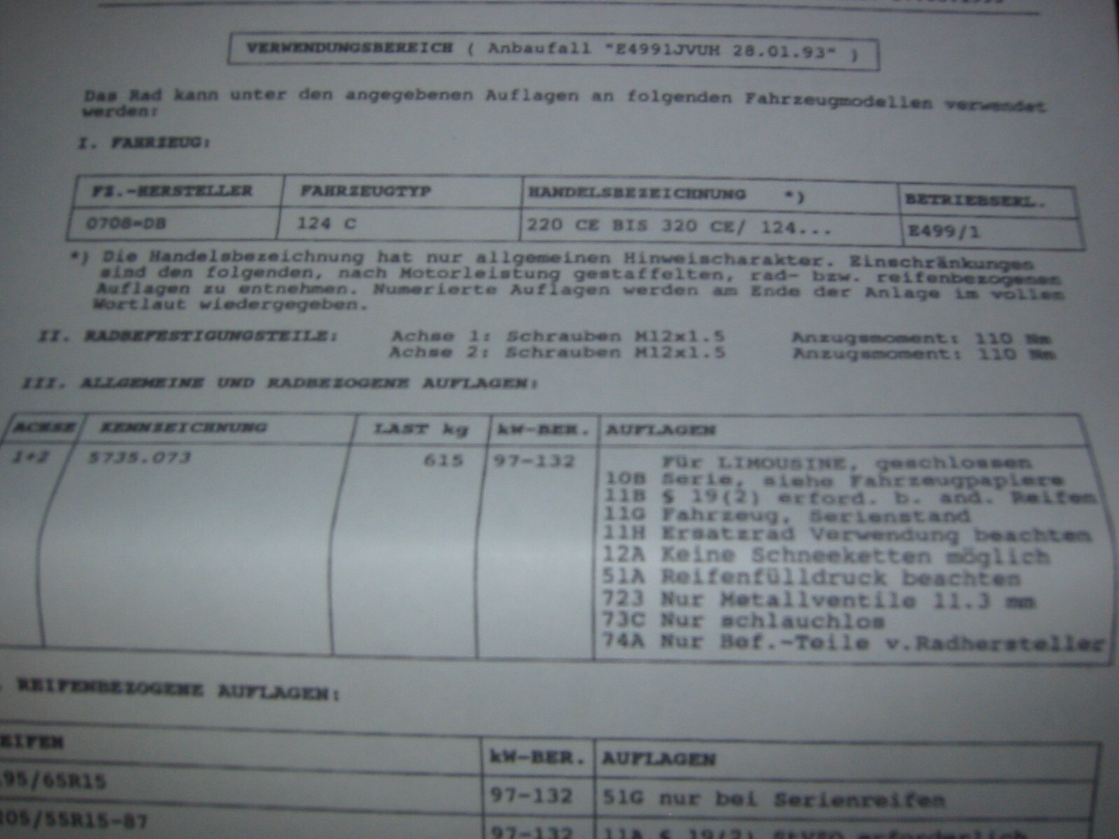 RONAL Penta-Felgen KBA40989 7x15 ET35 ABE+Gutachten Mercedes W201/W202/W124