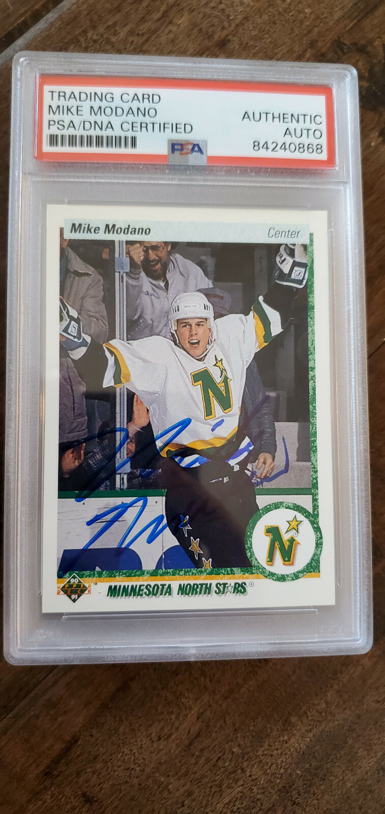 1990-91 UPPER DECK SIGNED ROOKIE CARD MIKE MODANO NORTH STARS WINGS PSA ...