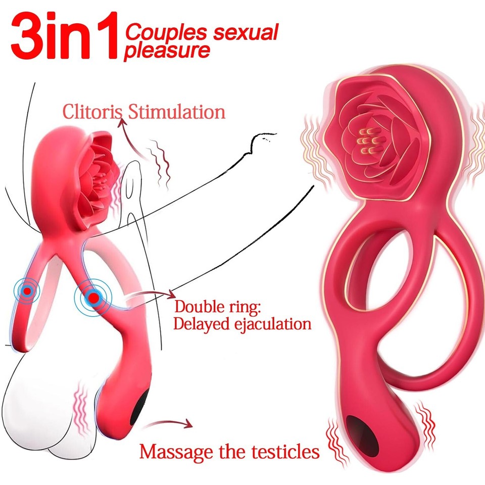 Rose Penis Sleeve Ring Vibrator G-spot Clit Perineum Stimulator For Women Couple | eBay
