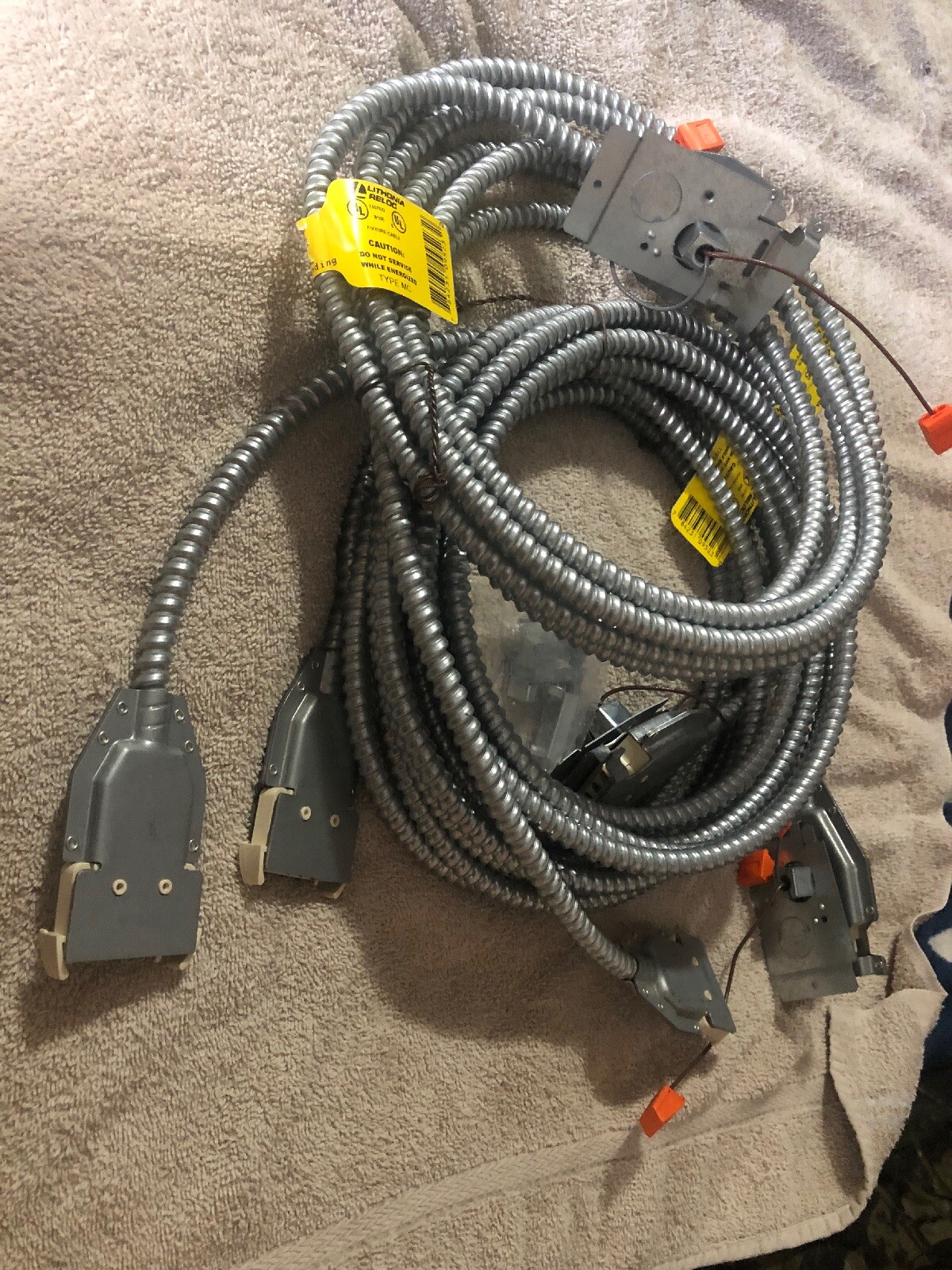 NEW Lot of 3 Lithonia Reloc Quick-Flex 277V Fixture Cable QFC277 12 ...