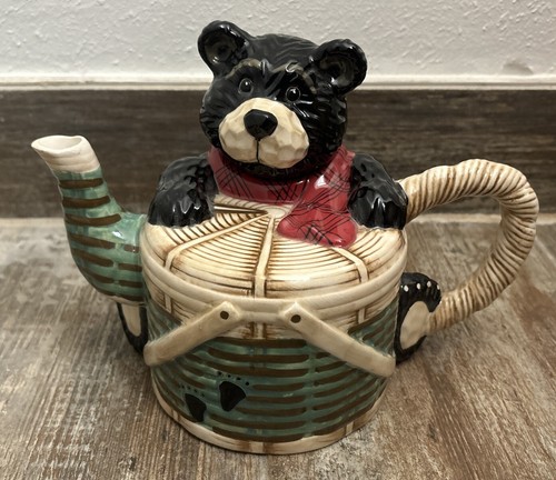 Bear Teapot “Heartfelt” Kitchen Creations Vintage Bear And A Basket | eBay
