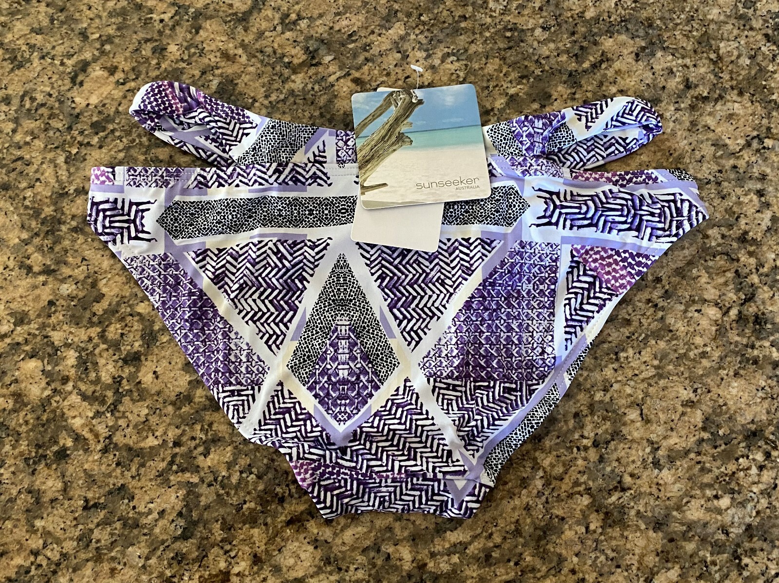SUNSEEKER-Women's 2 Piece Tankini Halter Lavender/Wht Geometric ...