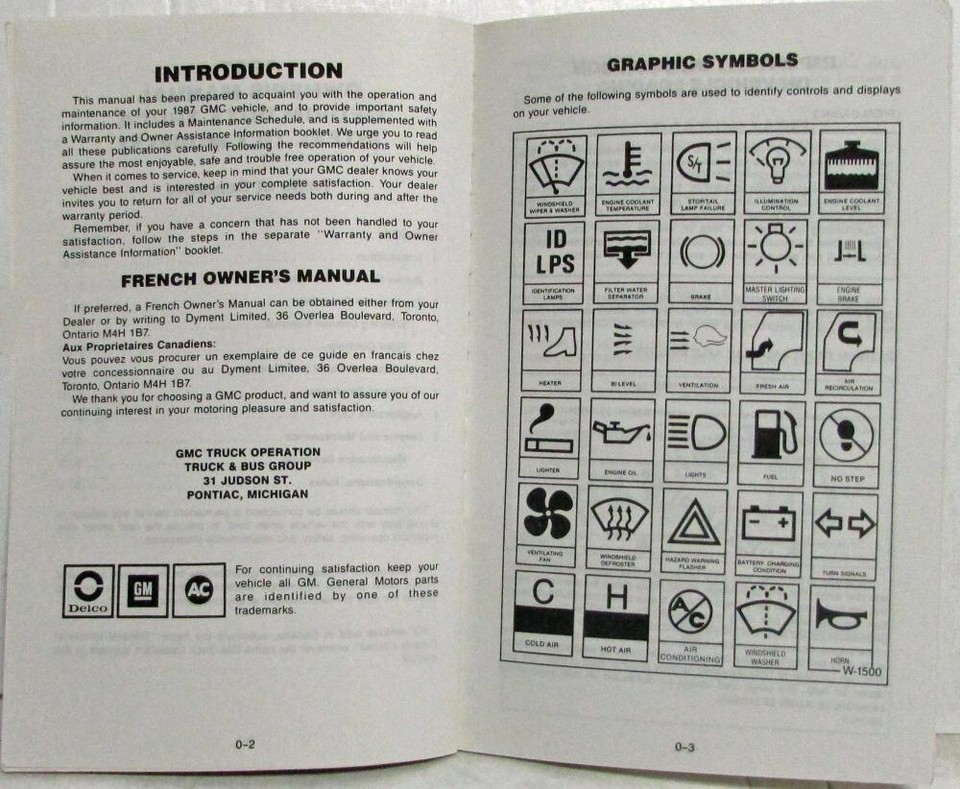 1987 GMC Forward 6000 7000 7000 HV Truck Owners Manual | eBay