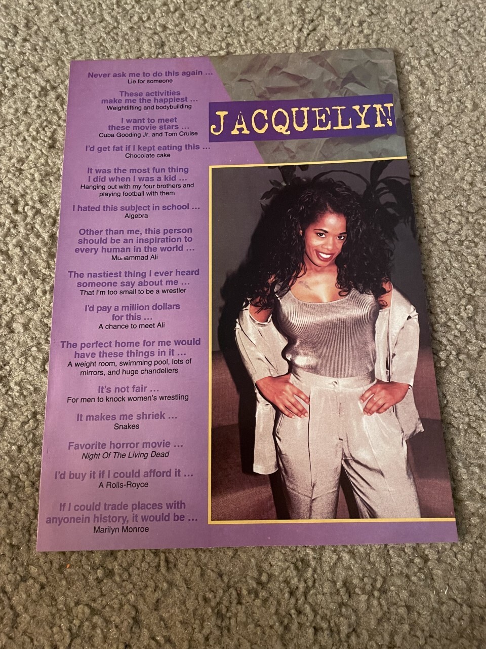 Vintage MISS JACQUELINE MOORE JACQUELYN WWF Wrestling Pinup Photo WCW ...