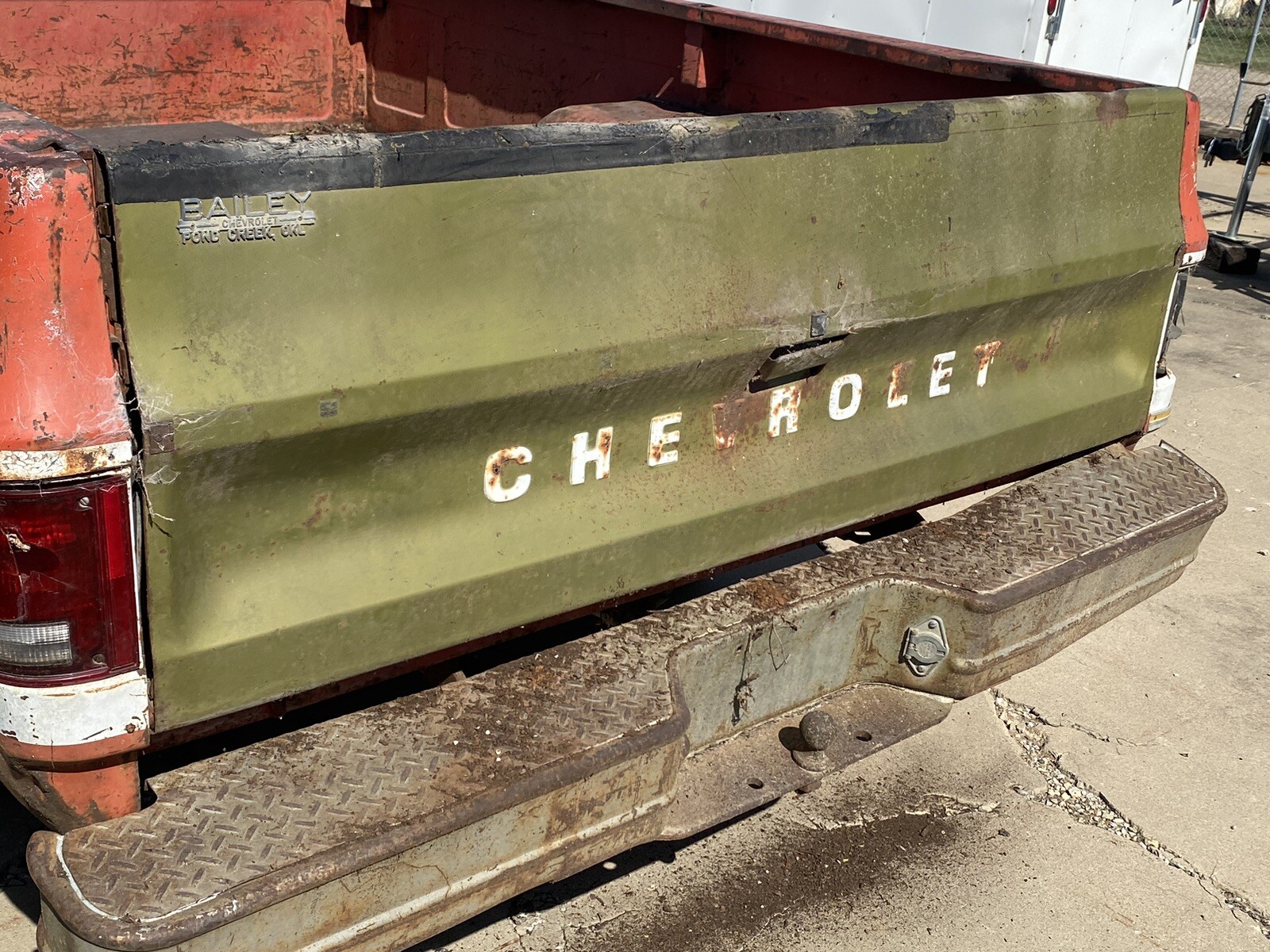 Vintage 73-80 Chevy Truck Tailgate Original GM Green Paint | eBay
