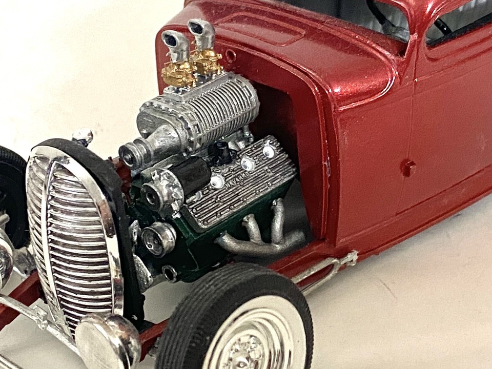 Resin Supercharged Ford Flathead engine for scale model cars, 1/24 1/25 ...