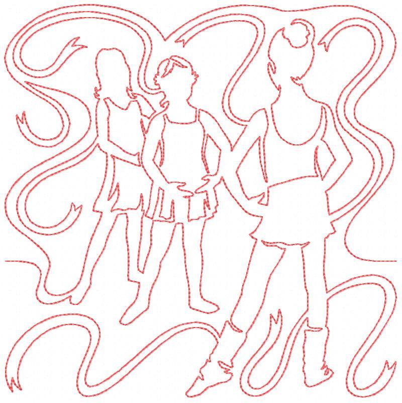 Continuous Line Ballet Blocks 12 Machine Embroidery Designs Quilt Block ...