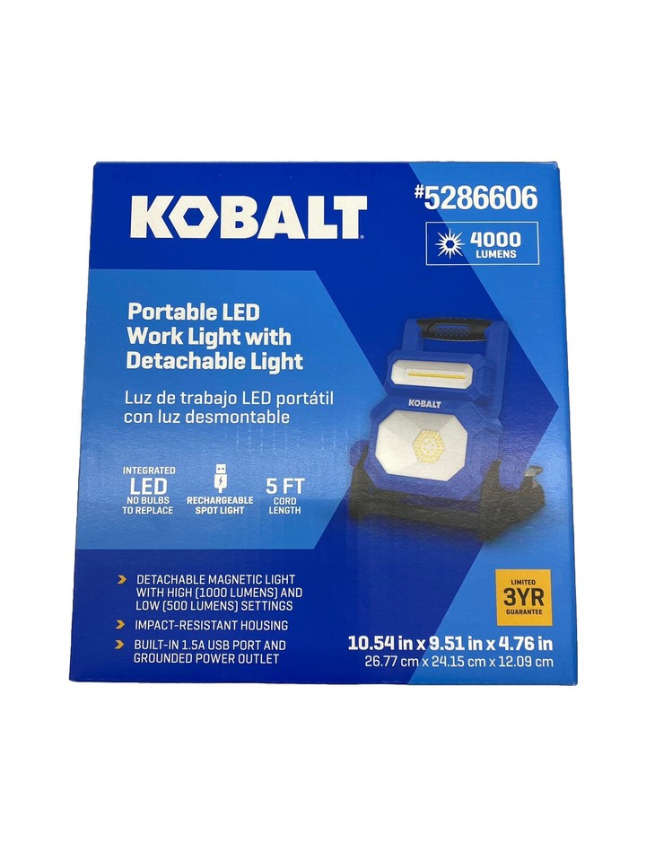 Kobalt 4000-Lumen Portable LED Detachable Work Light 5286606-new in box ...