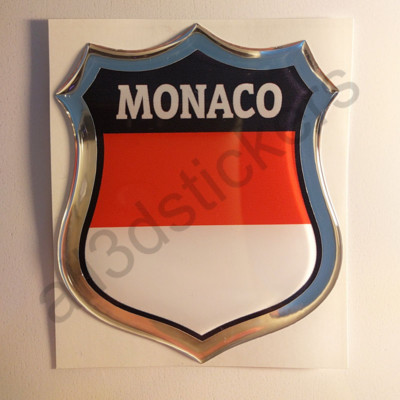 Sticker Monaco Emblem 3D Resin Domed Gel Monaco Flag Vinyl Decal Car ...