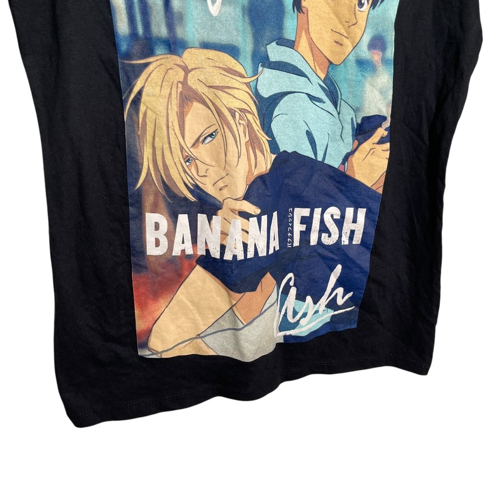 Banana Fish Shirt Women's Medium Graphic Tee Crew Neck Multicolor Anime ...