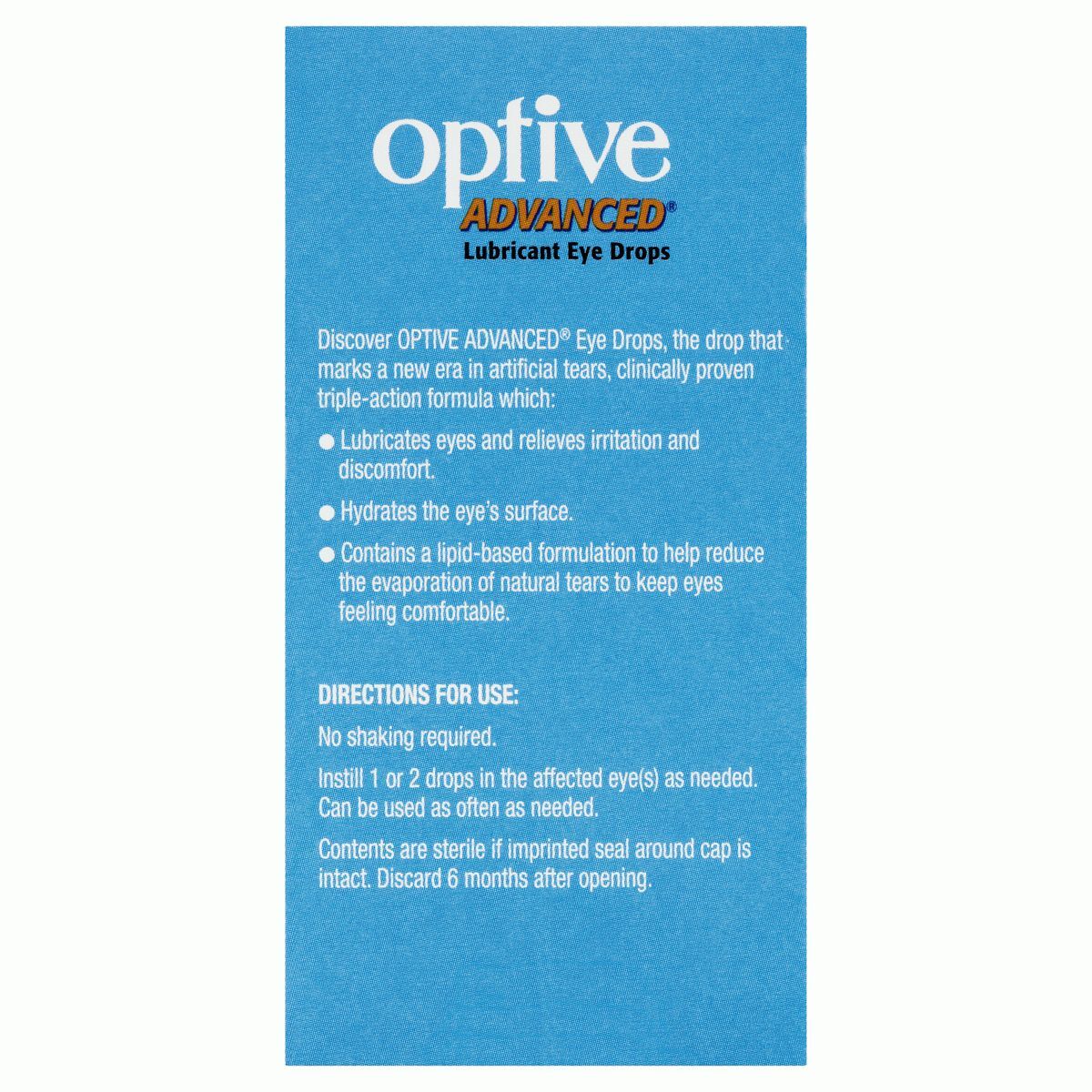 OPTIVE ADVANCED 15ML LUBRICANT EYE DROPS - | eBay Australia