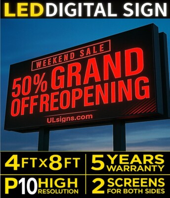 P10 LED Sign Board 4x8 FT Double-Sided Outdoor Digital Marquee ...