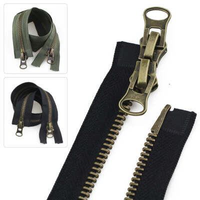 1Pcs Metal Long Zipper Double Slider Two-Way Zip Open Ended Garment ...