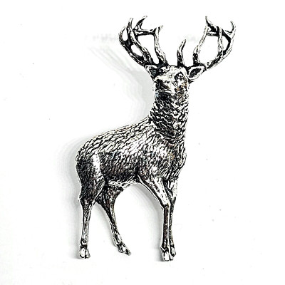 Standing Stag Pewter Pin Deer Badge Brooch Emperor Stag Hat Tie Lapel ...