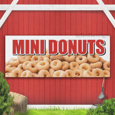 MINI DONUTS Advertising Banner Vinyl Mesh Sign donut fried chocolate ...